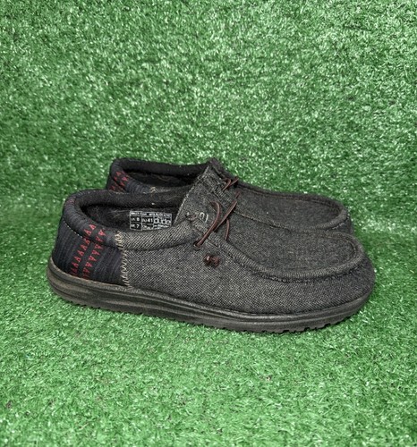 Hey Dude Wally Funk Wool Black Aztec Comfort Slip On Loafers Shoes Mens ...