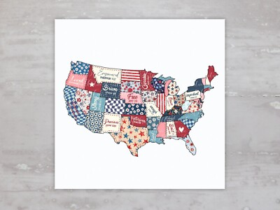 United States Map Fabric Panel Quilt Craft Sewing Quilt Block A36 | eBay