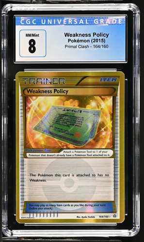 2015 Pokemon Weakness Policy Gold Secret Rare Primal Clash 164/160 CGC ...