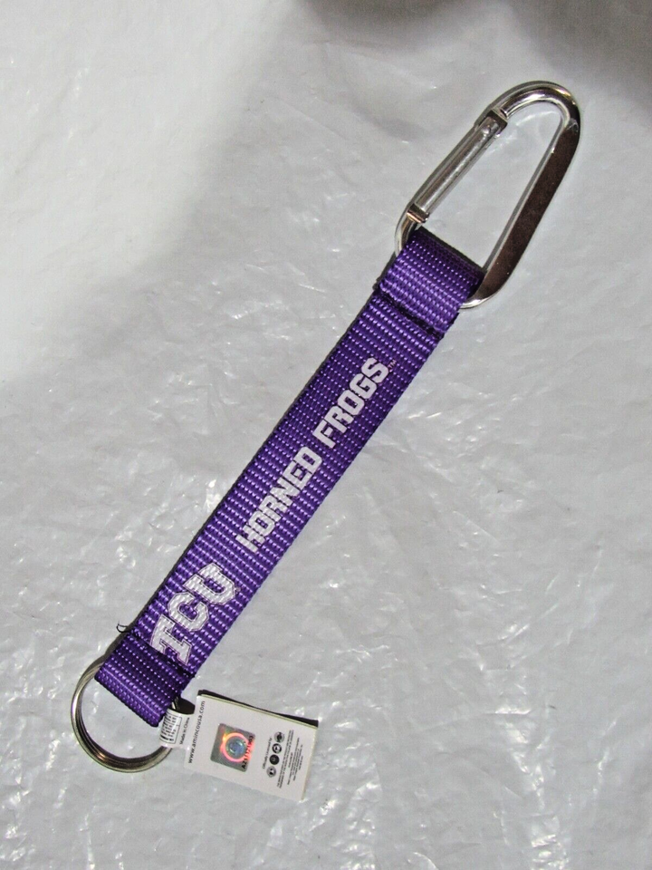 NCAA TCU Horned Frogs Purple Wristlet w/Key Ring & Carabiner 8.5" long ...