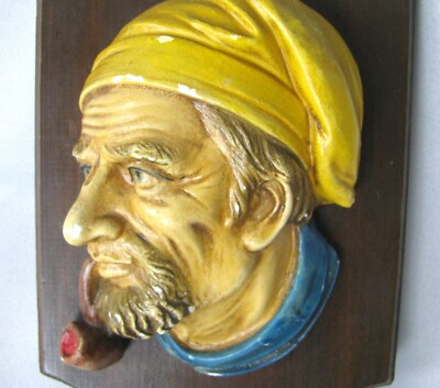 Bossons Fisherman Chalkware Head on Wood Plaque | eBay
