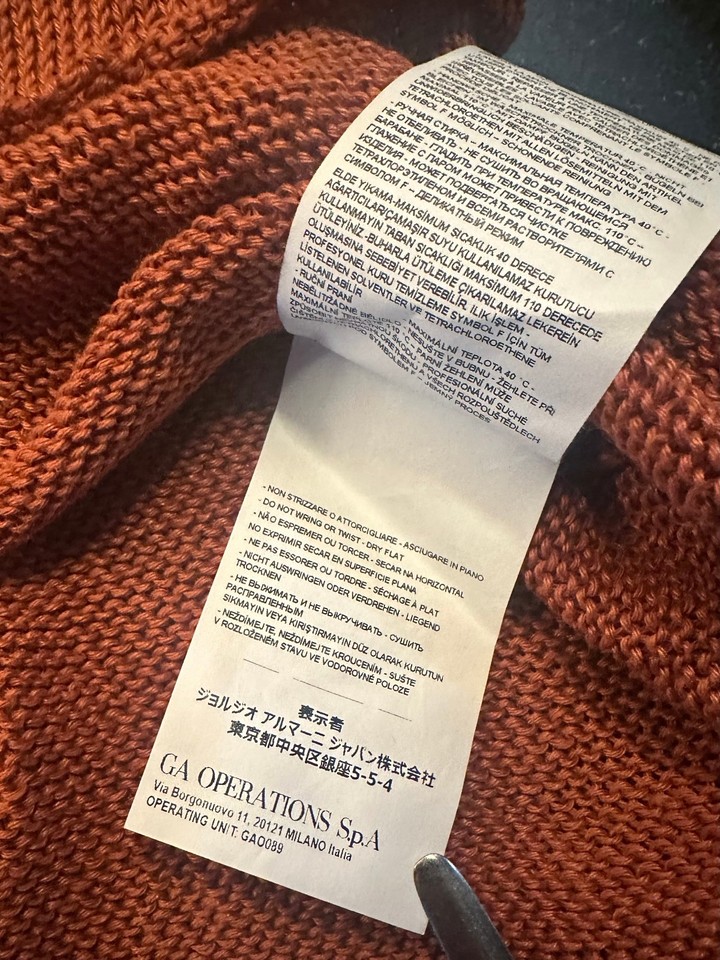 Emporio Armani men's rust-colored sweater - Medium | eBay