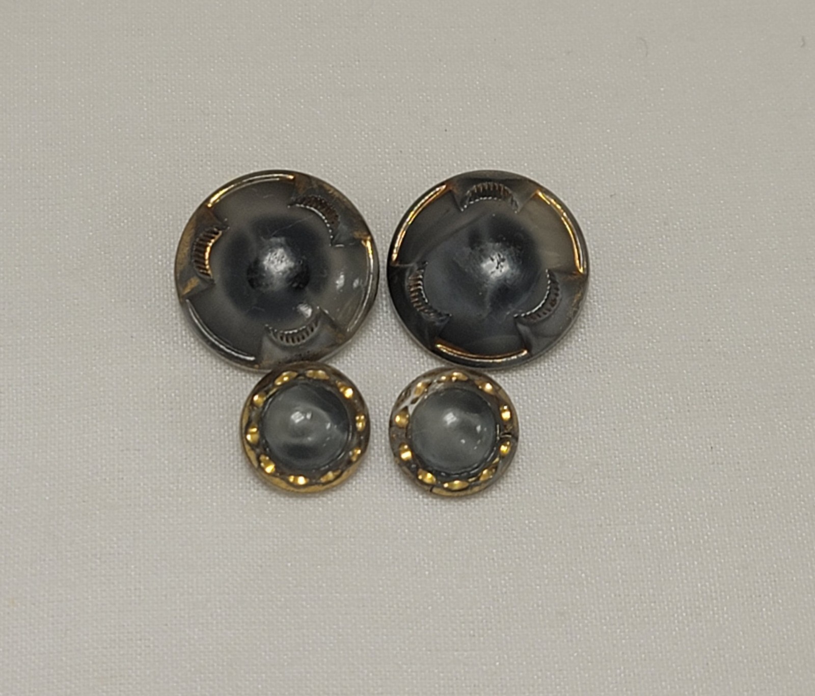 Lot Of 4 Vintage Smokey Gray Moonglow Buttons w Gold Luster | eBay