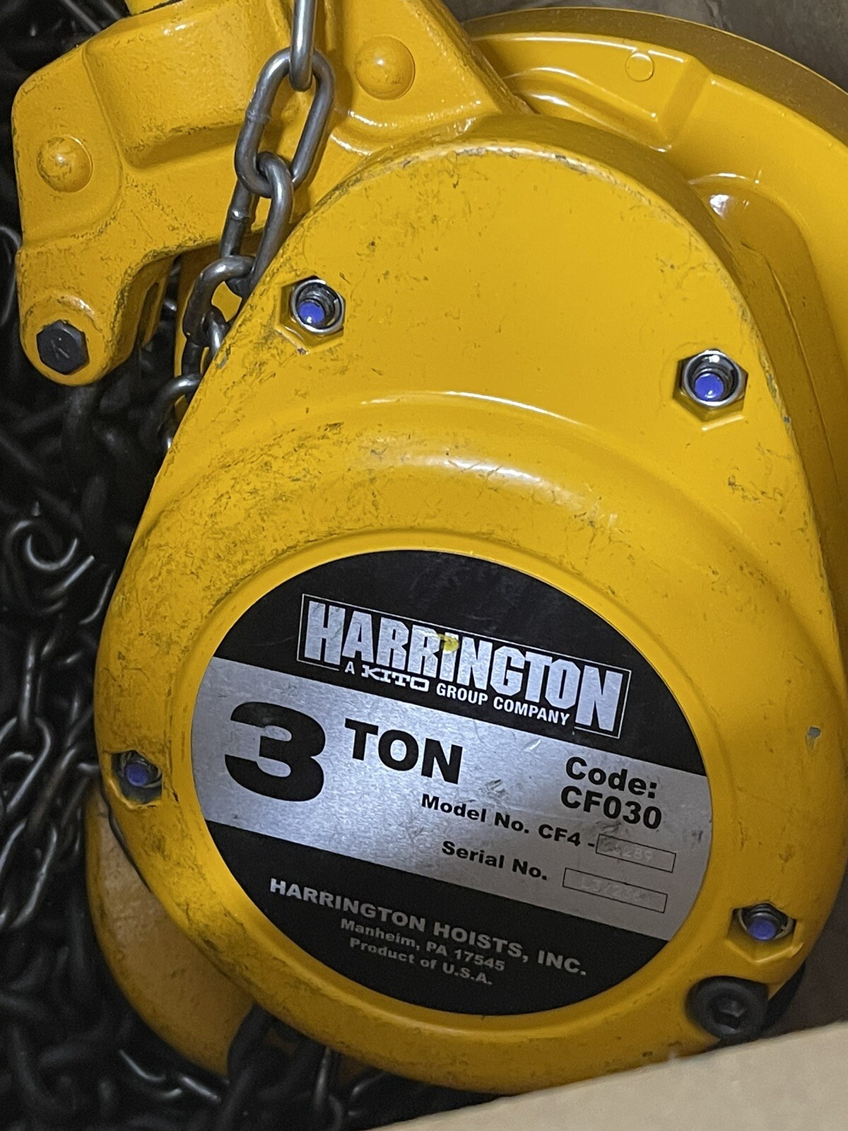 Harrington CF030 3 Ton Chain Hoist With 20’ Lift for sale online | eBay
