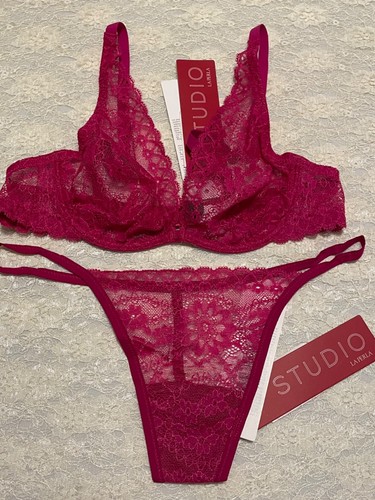 La Perla Studio Rosa 32B XS Triangle Bra G-String Set Sheer Pink | eBay