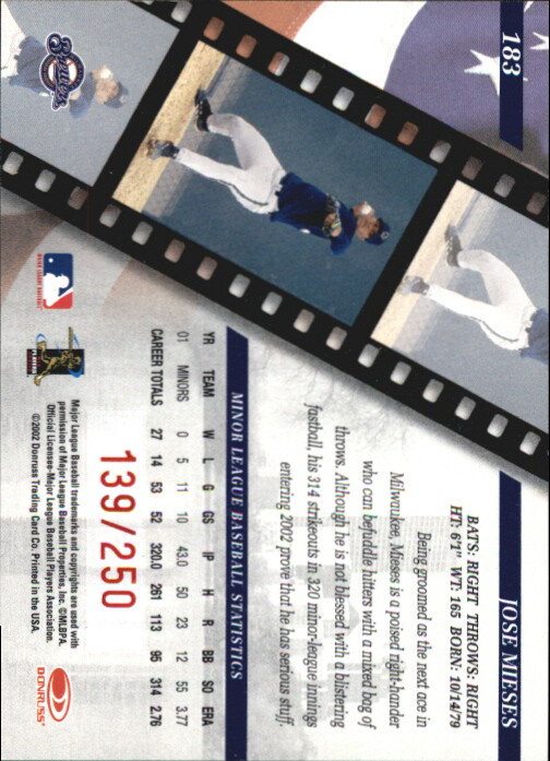 2002 Studio Private Signings #183 Jose Mieses Auto /250 - NM-MT | eBay