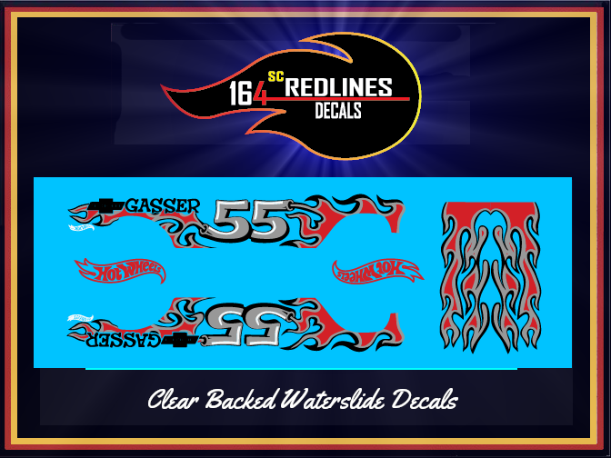 1/64 '55 Chevy Red Flame Gasser' Decal Replica SCR-0014 | eBay