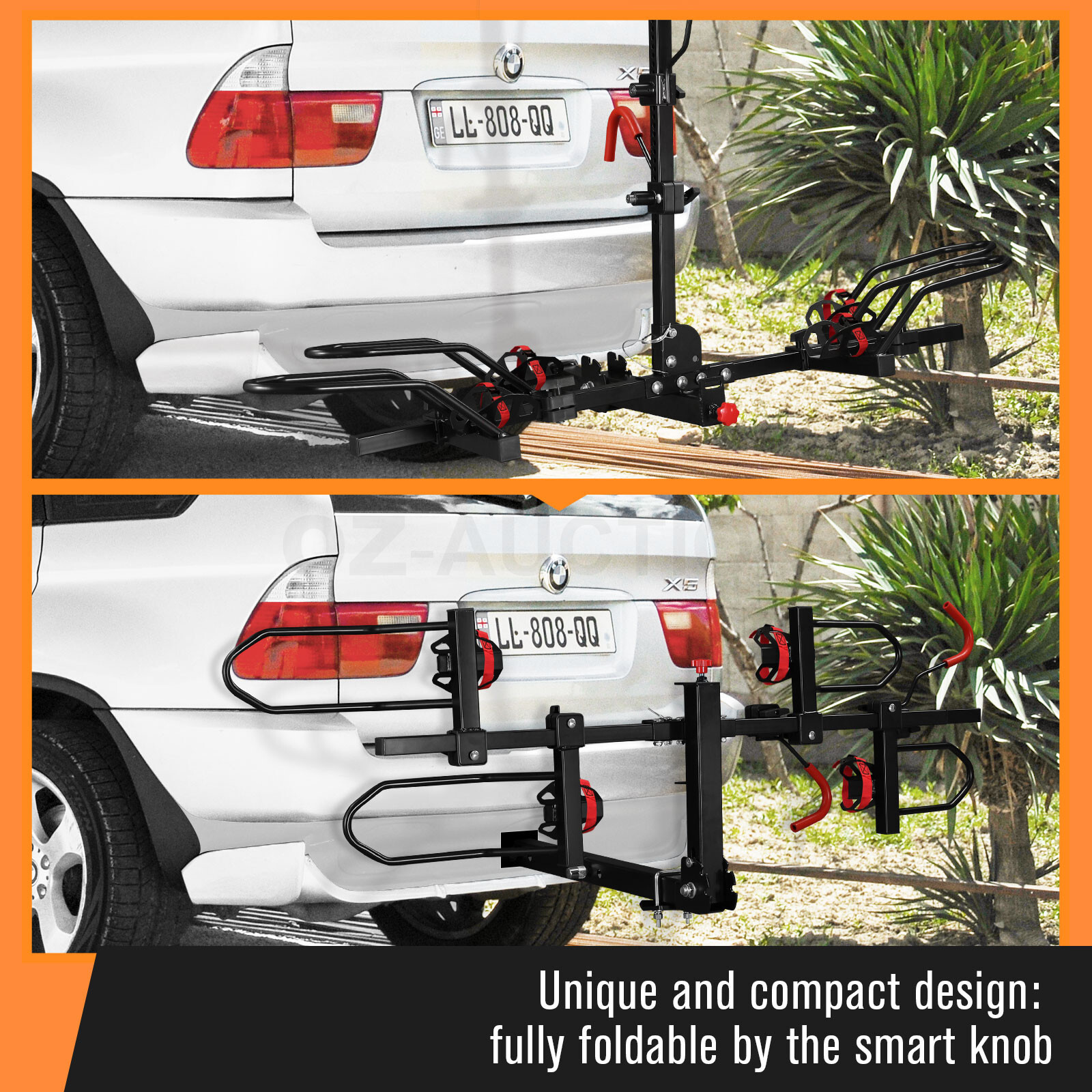 2 E Bike Bicycle Carrier Rack Car Rear Mount Foldable Storage Platform ...