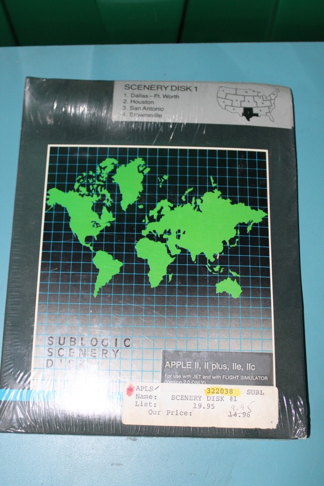 BIG SET OF SubLogic Scenery Disks Apple II+ IIe IIc II Flight Simulator ...