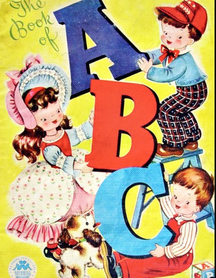 Handmade Set of FOUR 3.5x5 Vintage Retro Kid's ABC Cotton Fabric Blocks ...