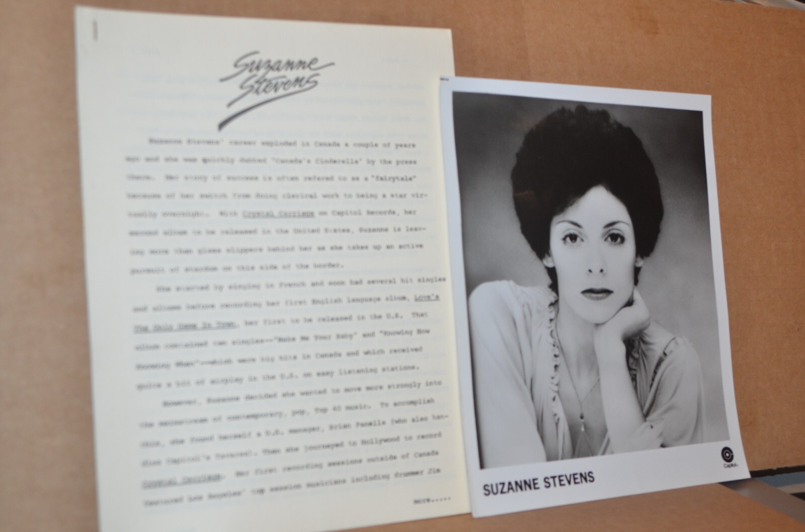 SUZANNE STEVENS 1977 CAPITOL BIOGRAPHY W/ 8X10 BLACK & WHITE PUBLCIITY PHOTO | eBay