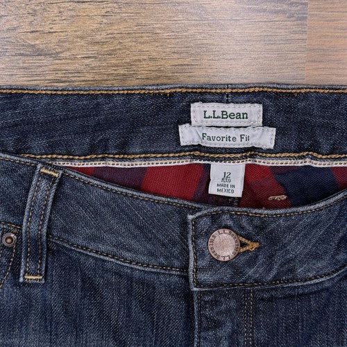 LL Bean Favorite Fit Jeans 12 Regular Flannel Lined High Rise Stretch ...