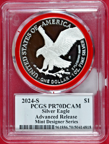 2024-S Silver Eagle Mint Designer Series PCGS PR70DCAM Signed By Emily ...