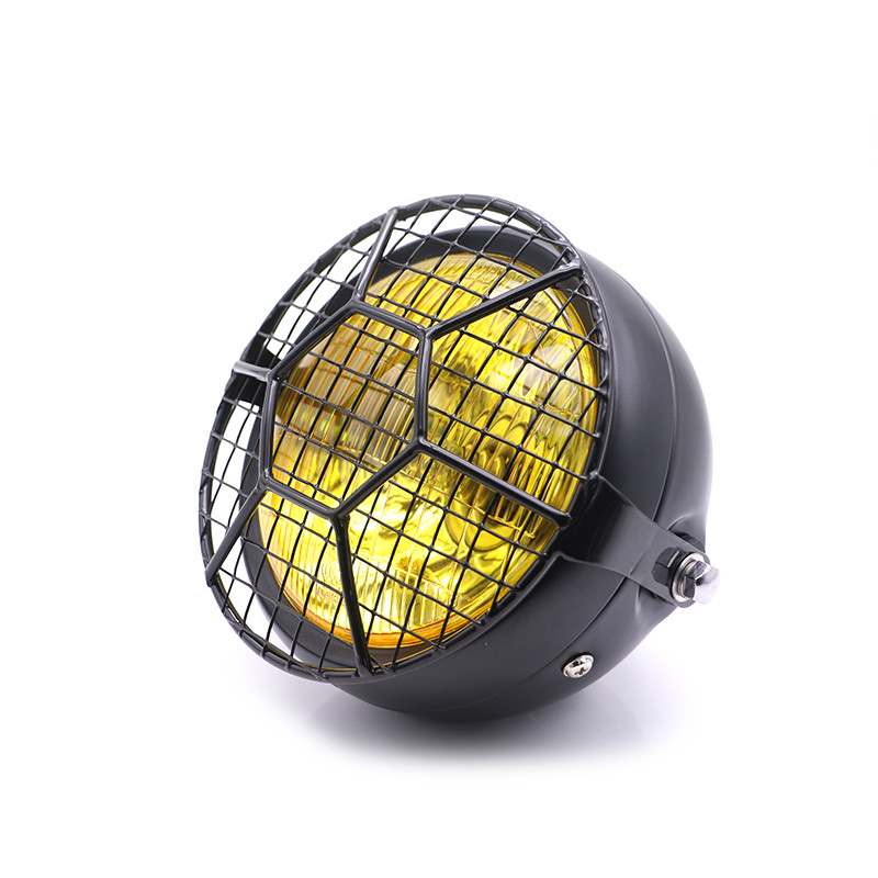 Side Mount Metal Grill Football Net Mask Cover Headlight For Cafe Racer ...