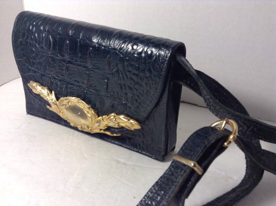 Vintage Glenn Miller For Ann Turk Alligator -Embossed Bag Whit Gold ...
