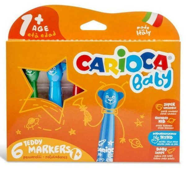 42815 Carioca Baby Marker Felt Tip Pens 6 Colours Washable Infant ...