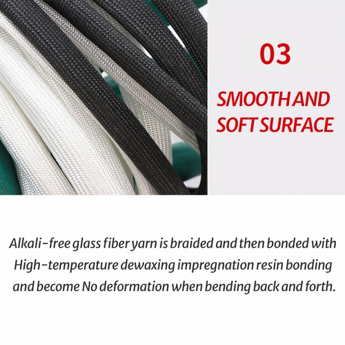 600°C HIGH TEMP Fiberglass Sleeving Cable Wire Insulation Sheath Black ...