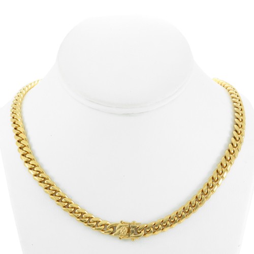 8MM Men 14K Gold Plated Close Tight Miami Cuban Chain Triple Box Lock ...