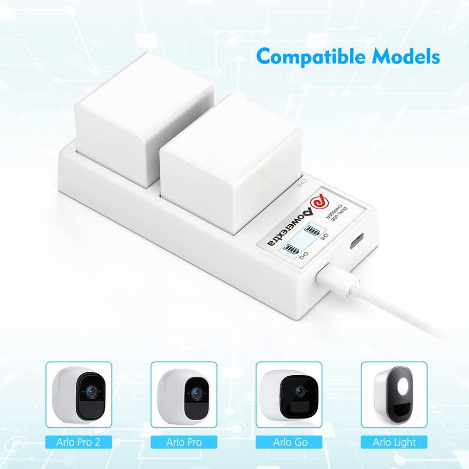For Arlo Pro/Arlo Pro2/Arlo Go Powerextra Rechargeable Battery+Quick ...