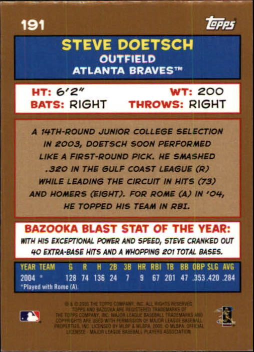 2005 Bazooka Gold Chunks #191 Steve Doetsch FY | eBay