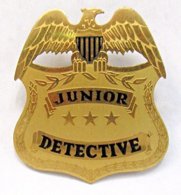 large 1930's JUNIOR DETECTIVE polished brass pinback badge premium TOY* | eBay.de