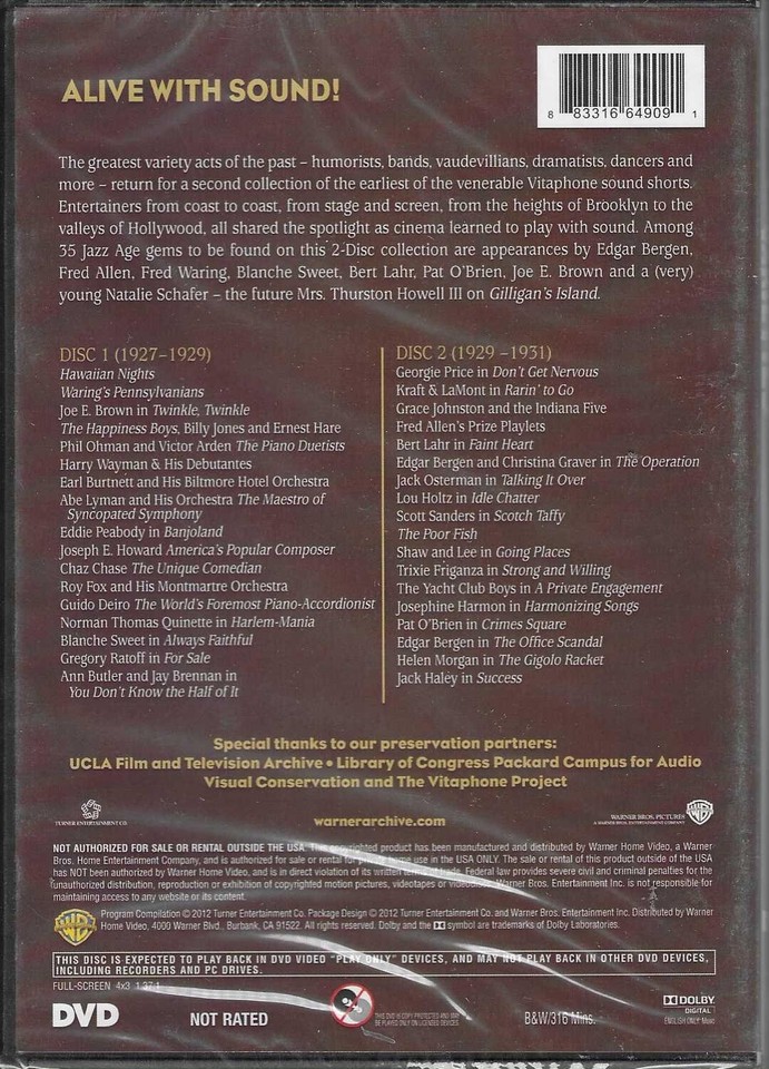 Vitaphone Varieties: Volume Two (DVD, 2012, 2-Disc Set) New ...