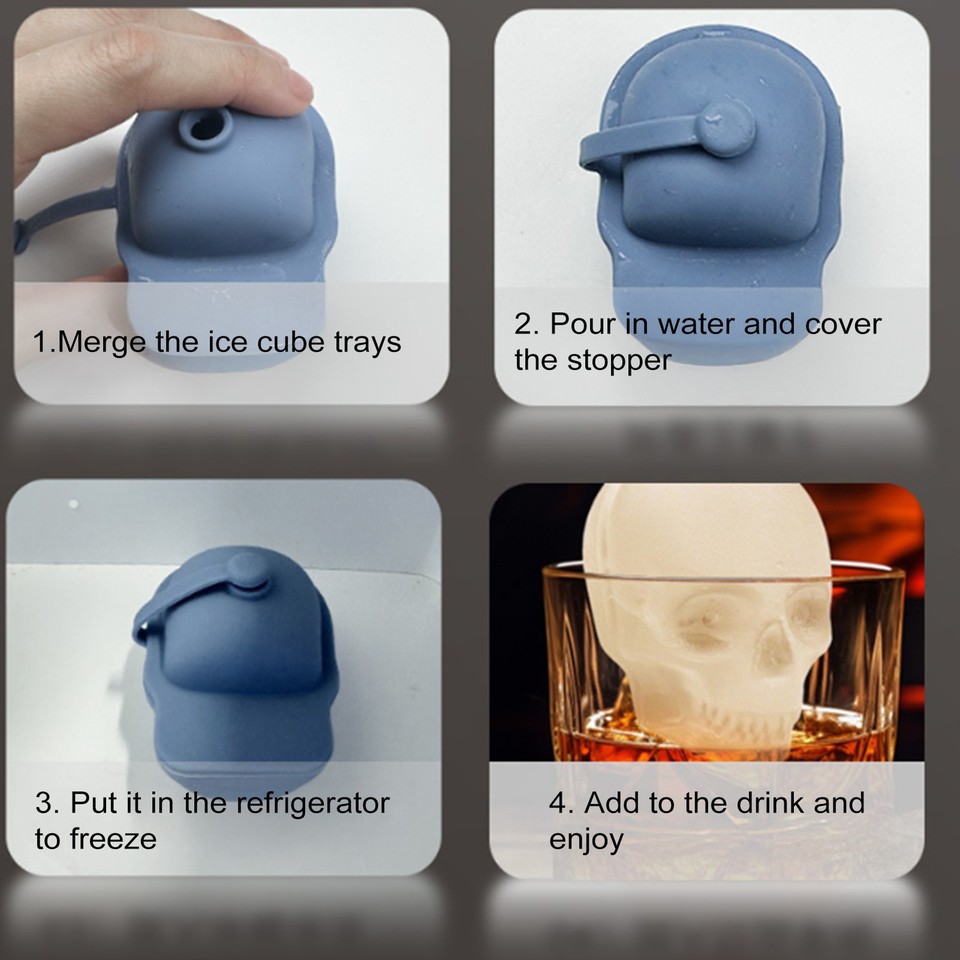 Skeleton Ice Cubes Halloween Ice Cube Mold Bpa-free Silicone Skull Ice ...