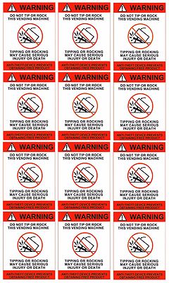Qty 12-SODA machine required safety decals, WARNING do not tip labels ...