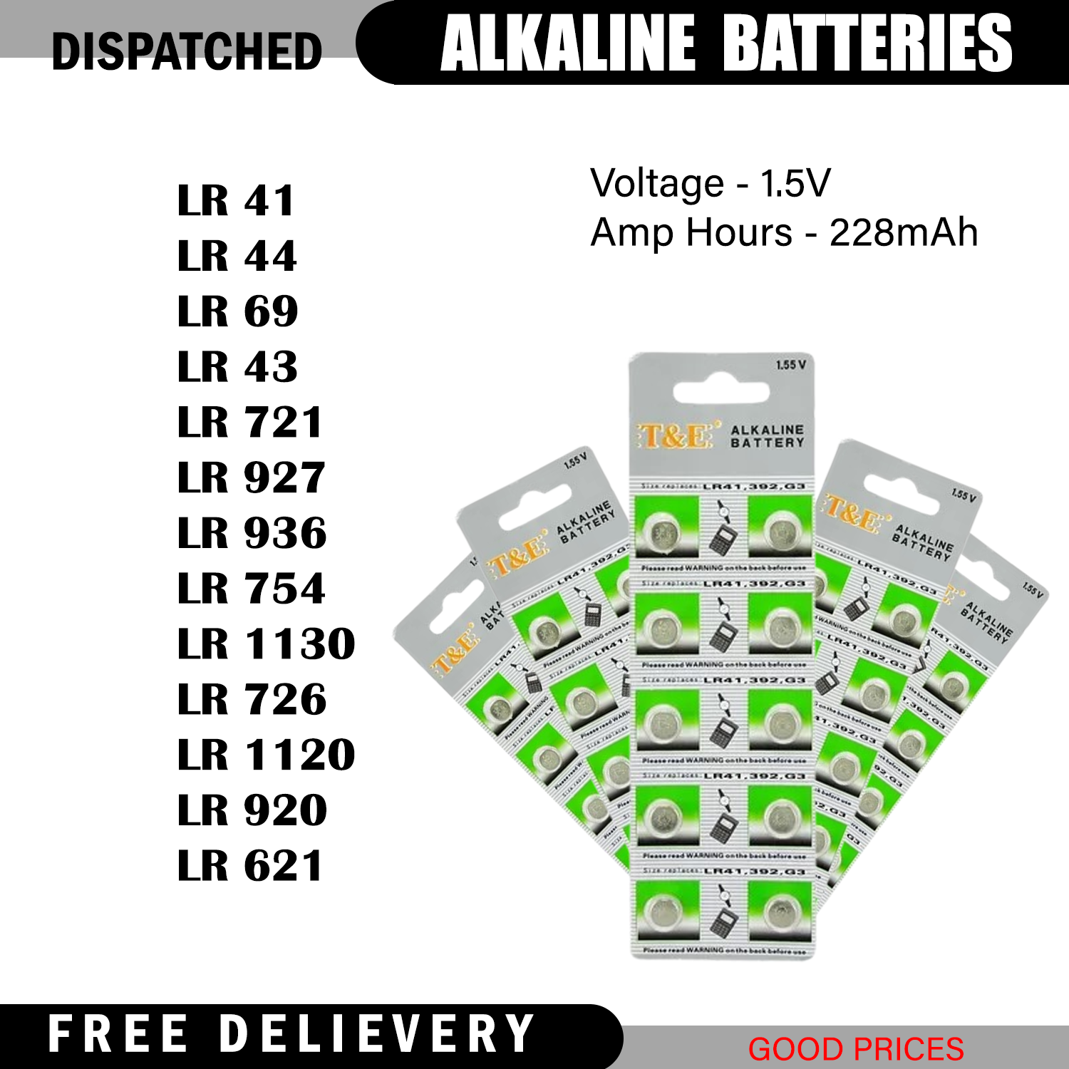 LR44, LR41, LR1130, LR43, LR936, LR754 1.5v Battery Coin Cell Button ...
