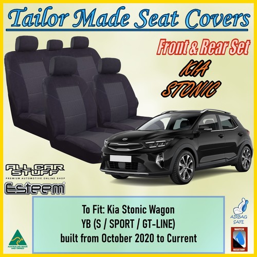 Black Fabric Seat Covers for Kia Stonic YB S/Sport/GT-Line: 10/2020 to ...