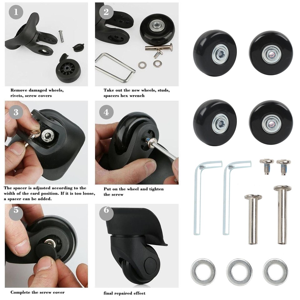 4Pcs Suitcase Wheels Replacement For Luggage Accessories Trolley Case ...