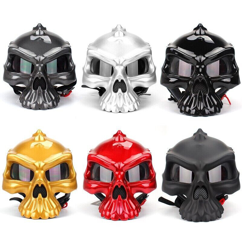 Motorcycle Skull Helmet Street Racing Half Face Helmets with Visor | eBay