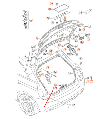 OEM AUDI A1 8X REAR LID STRIKER PLATE 8P4827507A 2012 11756667GENUINE ...