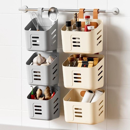 Hangable Hollow Basket PP Desktop Sundries Organizer Kitchen | eBay ...