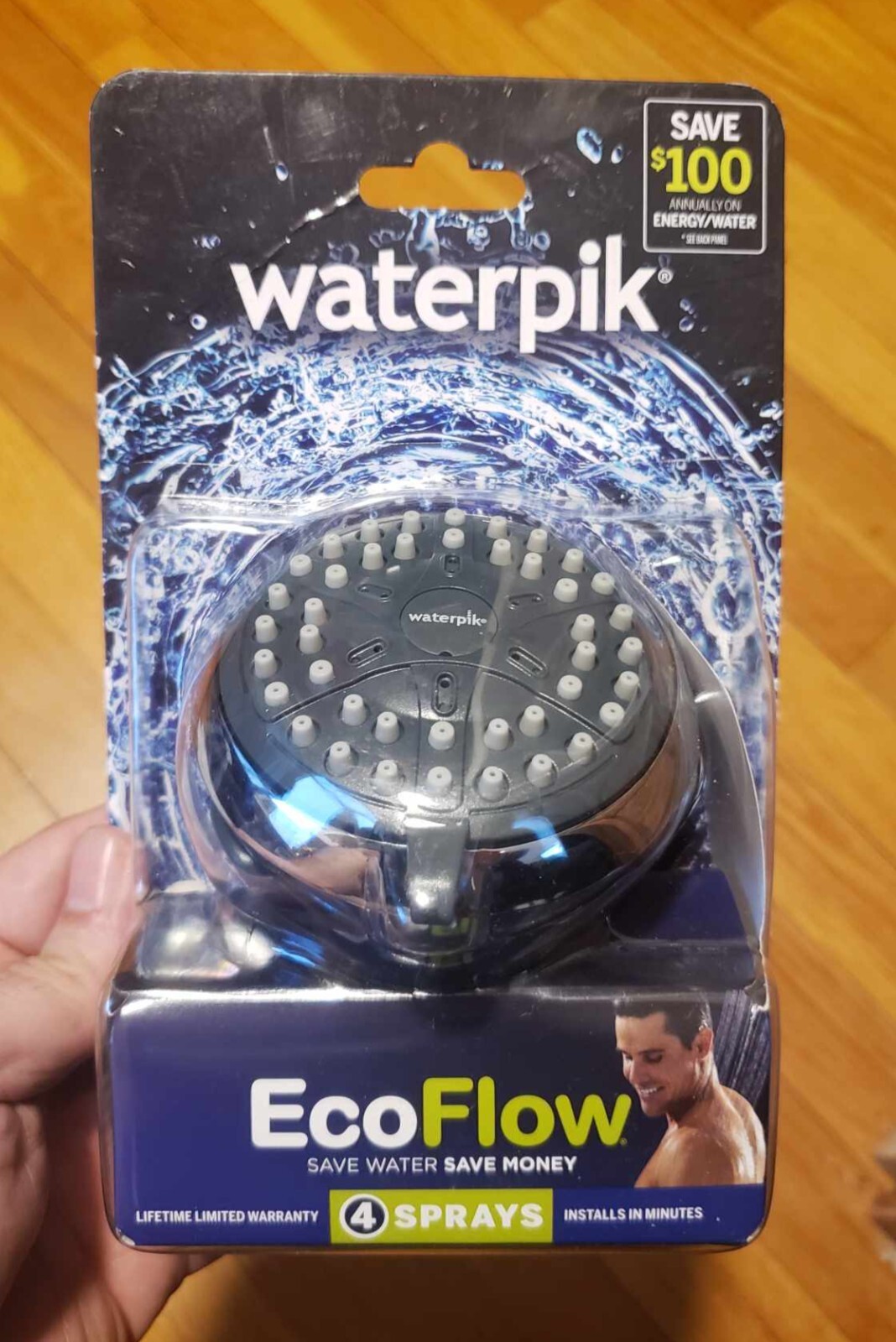 Water Pik 4 Sprays Fixed Mount 1.6 GPM Ecoflow Shower Head VBE-423. NEW ...