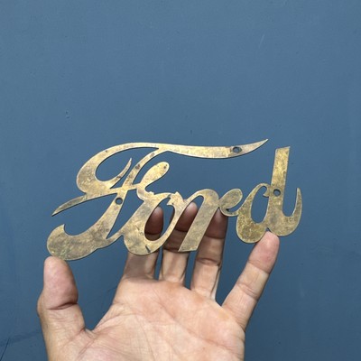 Barn Find Antique Early Brass Era FORD Script RADIATOR Brass EMBLEM | eBay