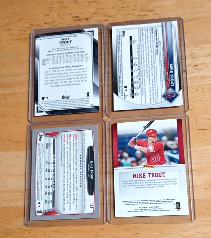 Mike Trout Angels LOT (4) 2013 Bowman 2ND YR/ PLATINUM/ RARE Black ...
