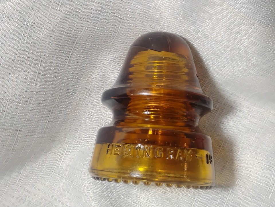 RARE Hemingray no 19 Glass Insulator Amber Marigold Orange Estate Find ...