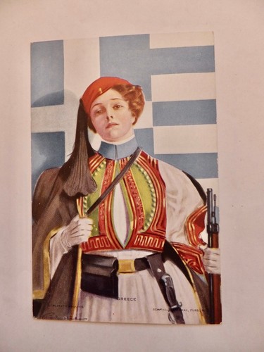 OLD Postcard Penrhyn Stanlaws Beautiful Lady Greece Flag Rifle WW1 ...