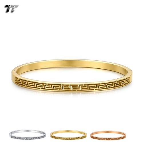 TT 4mm Width Stainless Steel Hollow Greek Key Full Oval Bangle 3 Color (BS89)NEW | eBay Australia