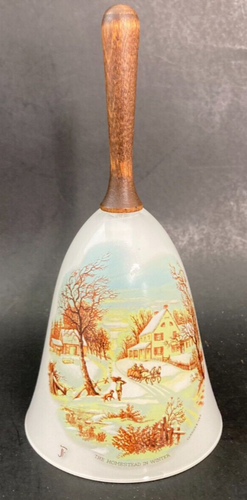 Fostoria Bell The Homestead In Winter Wooden Handle White Glass Currier ...