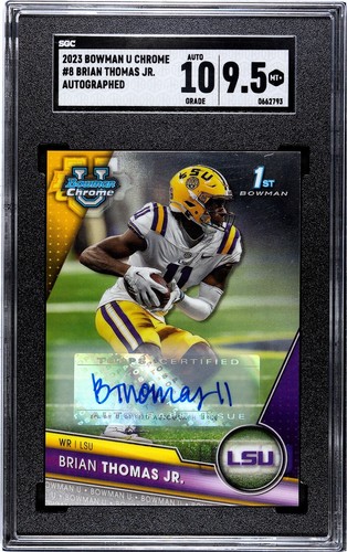 2023 Brian Thomas Jr Bowman U 1st Chrome Autograph Graded SGC 10/9.5 ...