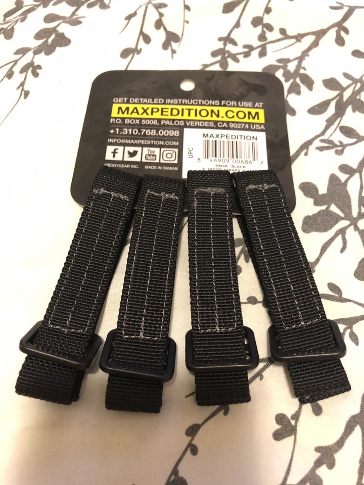 Maxpedition 9903B Black 3” Inch Tactie Attachment Straps 4 Pack Legacy ...