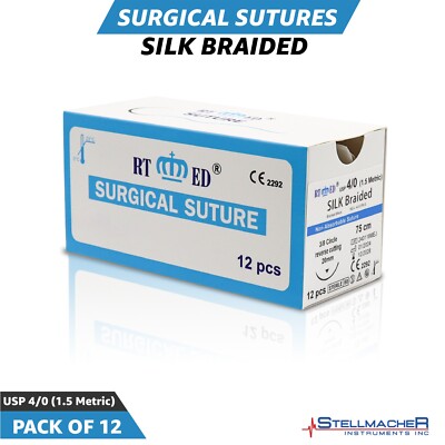 4/0 Silk Suture Practice Thread Kit Sterile Sutures Threads with Needle ...