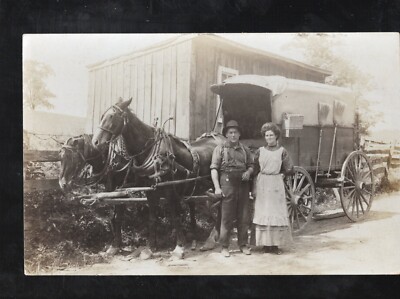 RPPC326 Real Photo Postcard Horse Carriage Couple Haught Family Burton ...
