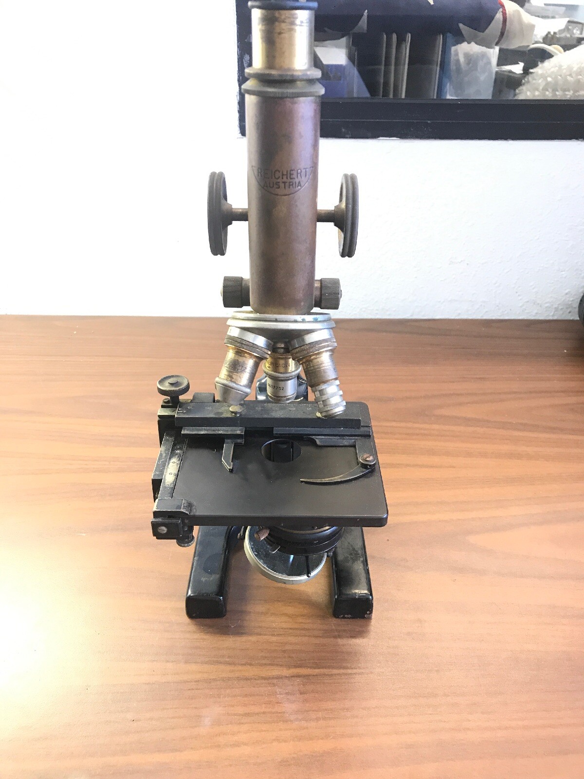 C.REICHERT WIEN MICROSCOPE BRASS VINTAGE OLD MIKROSKOP AUSTRIA ...