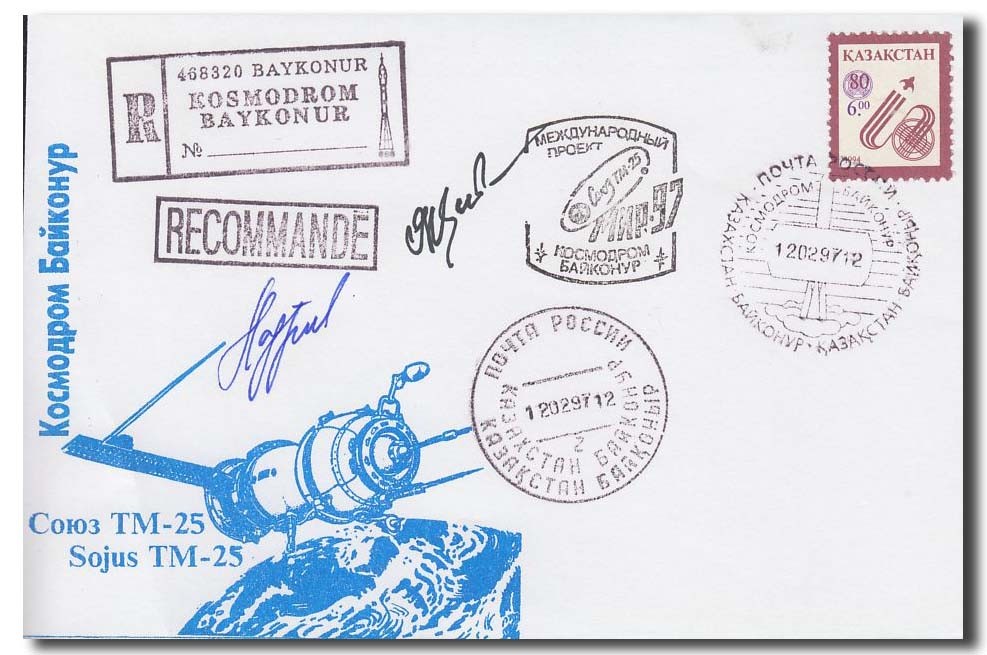 Soyuz TM-25 cover hand signed by the crew Lazutkin/Tsiblyev - 11217 | eBay