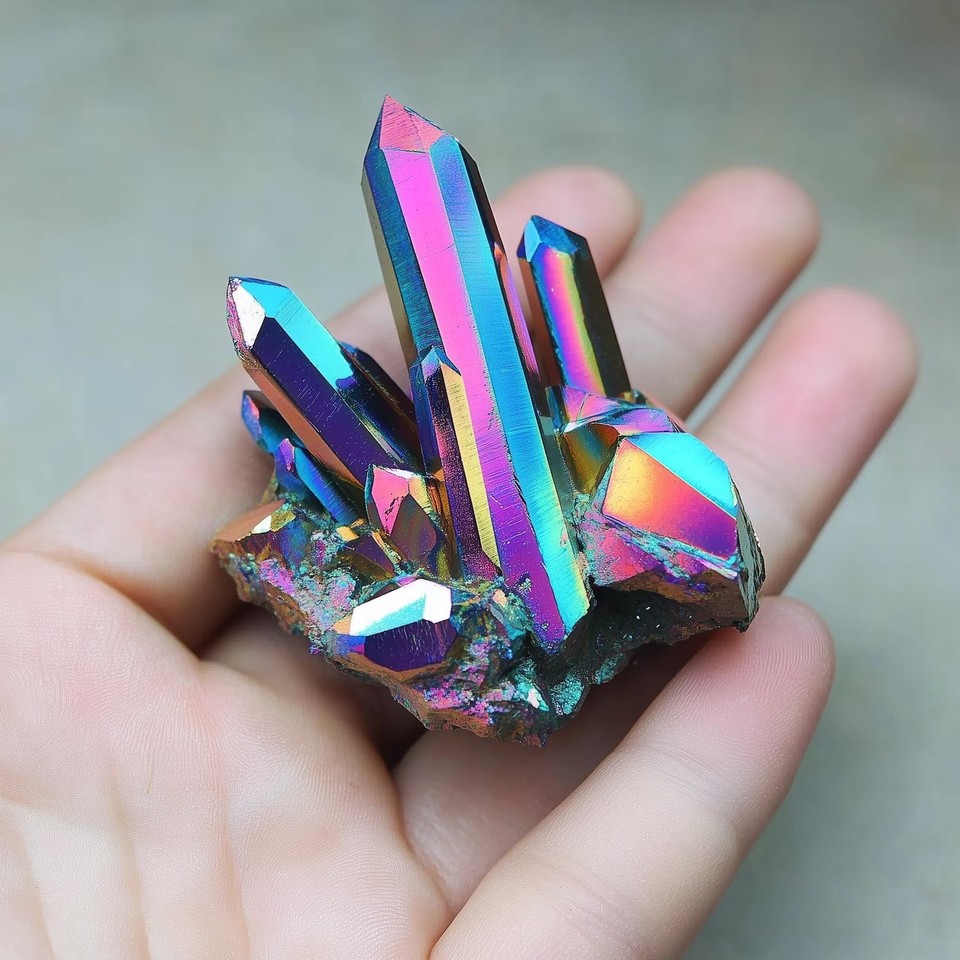 Titanium Rainbow Cluster Quartz VUG Cluster Crystal Raw Rock Crystal ...