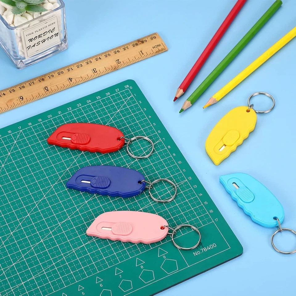 12 Pack Mini Box Cutter Portable Mini Keychain Box Cutter with Auto ...
