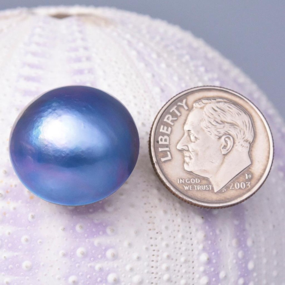 Blue Mabe Pearl 18.06 mm Iridescent Rainbow Cultured in Sumbawa ...